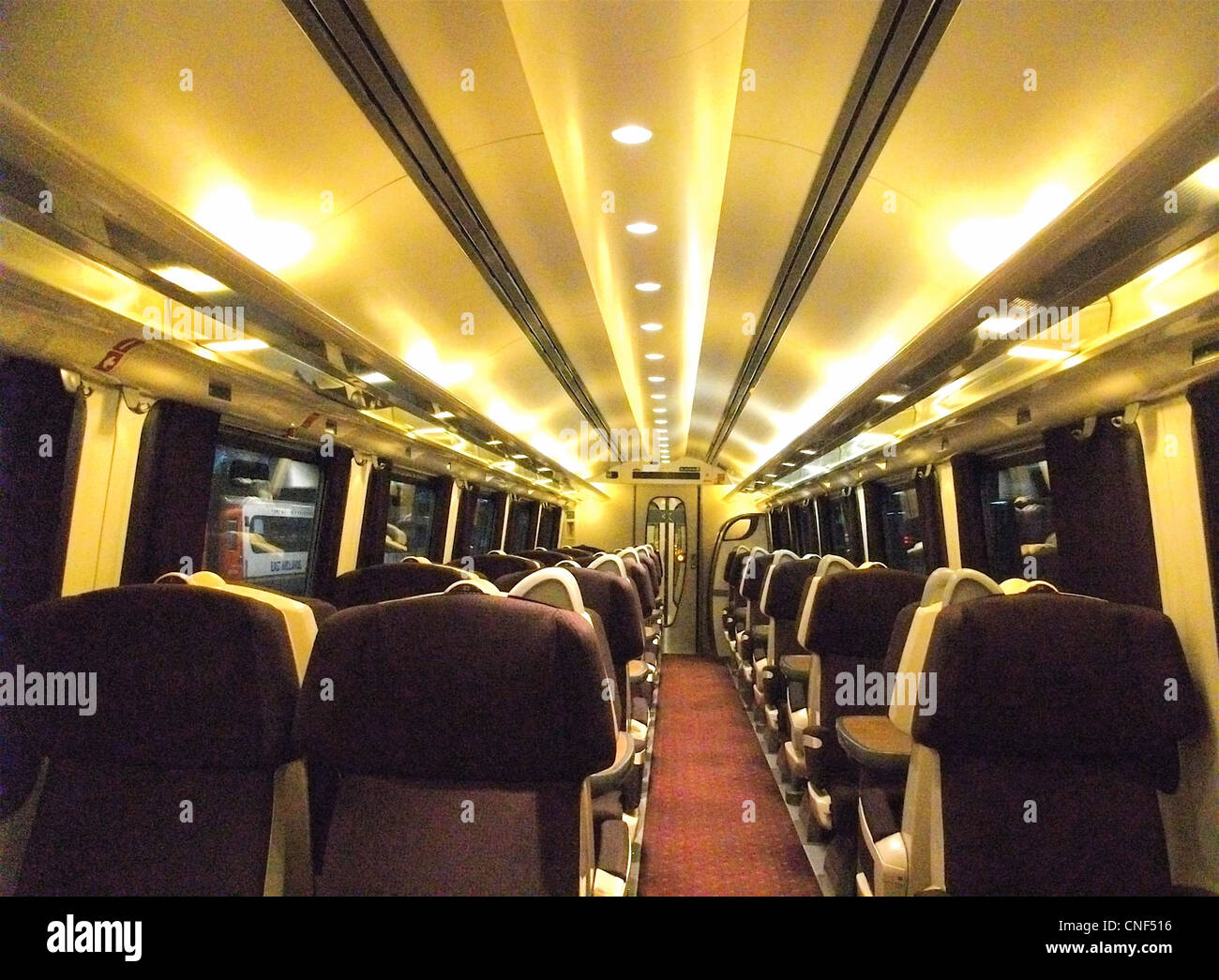 The interior of First Class aboard an MFO vehicle in a Bombardier Class ...