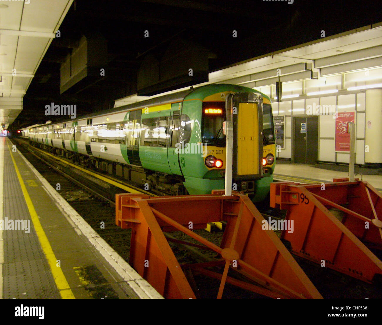 Southern liveried Bombardier Class 377/2 Electrostar No. 377201 at ...