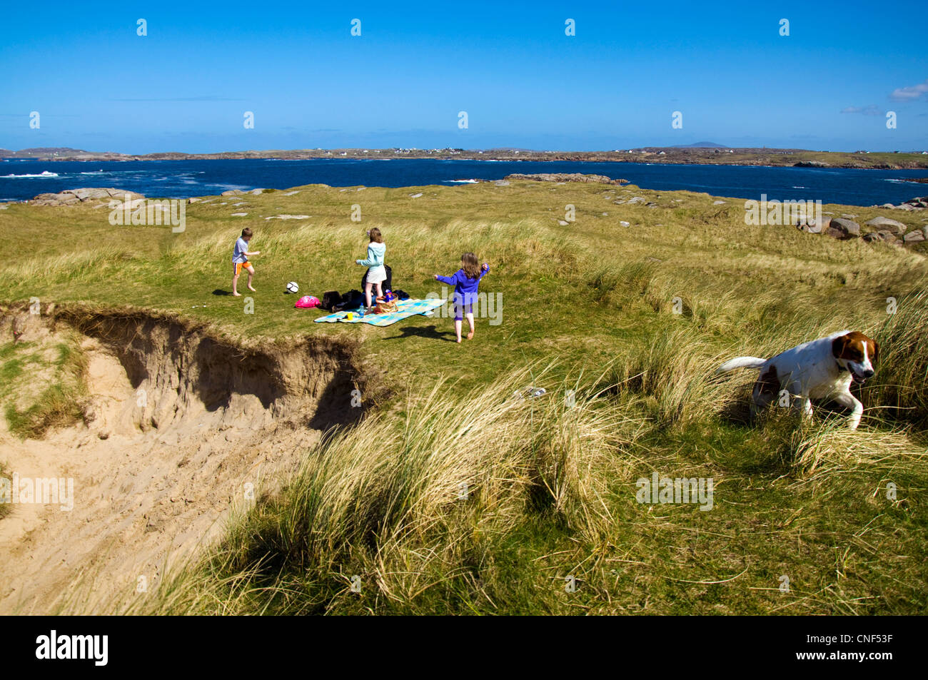 Keadue Beach Children and family play and picnic by the Atlantic Ocean ...