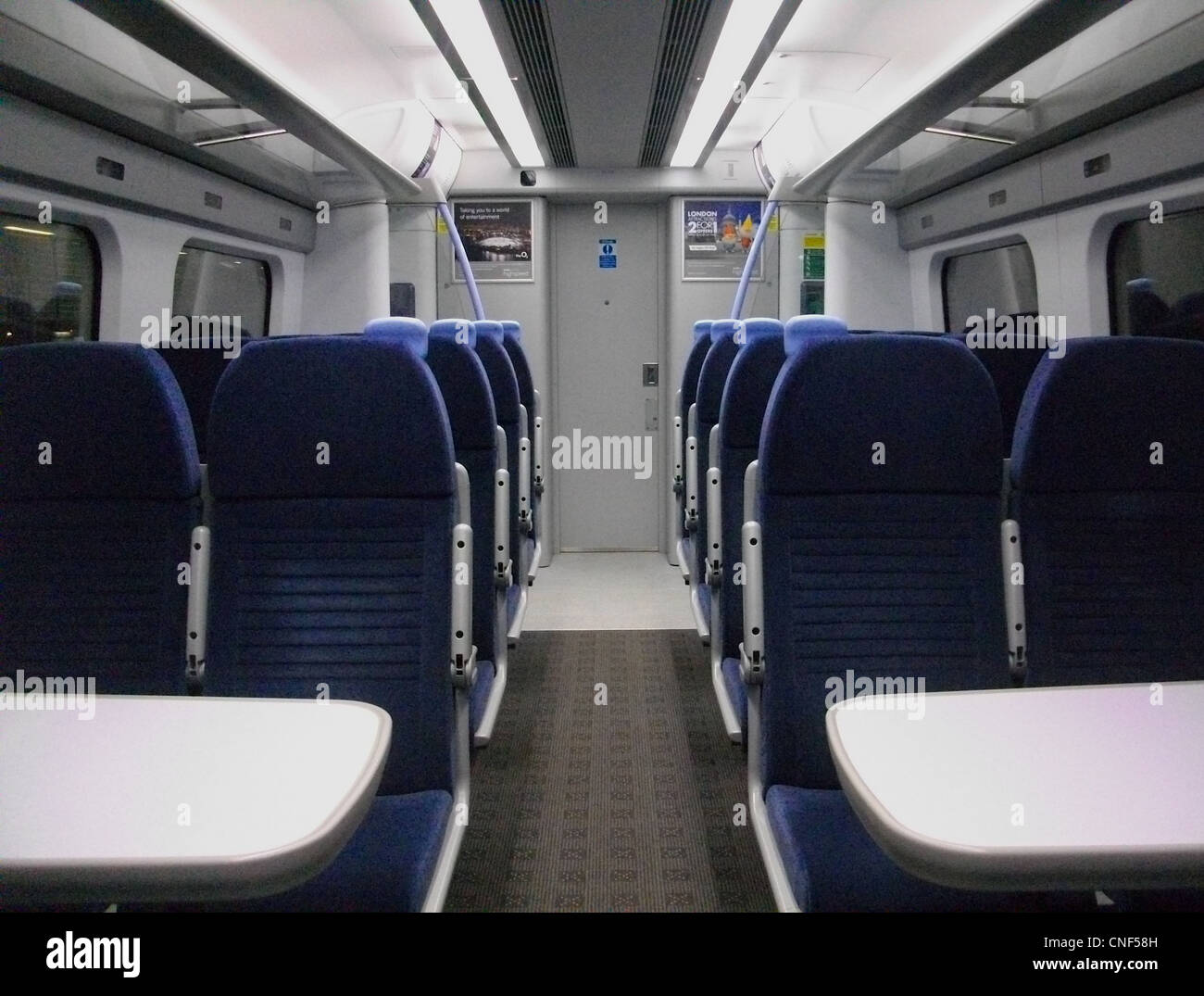 The interior of a DPT vehicle from a Hitachi Class 395 EMU Stock Photo ...