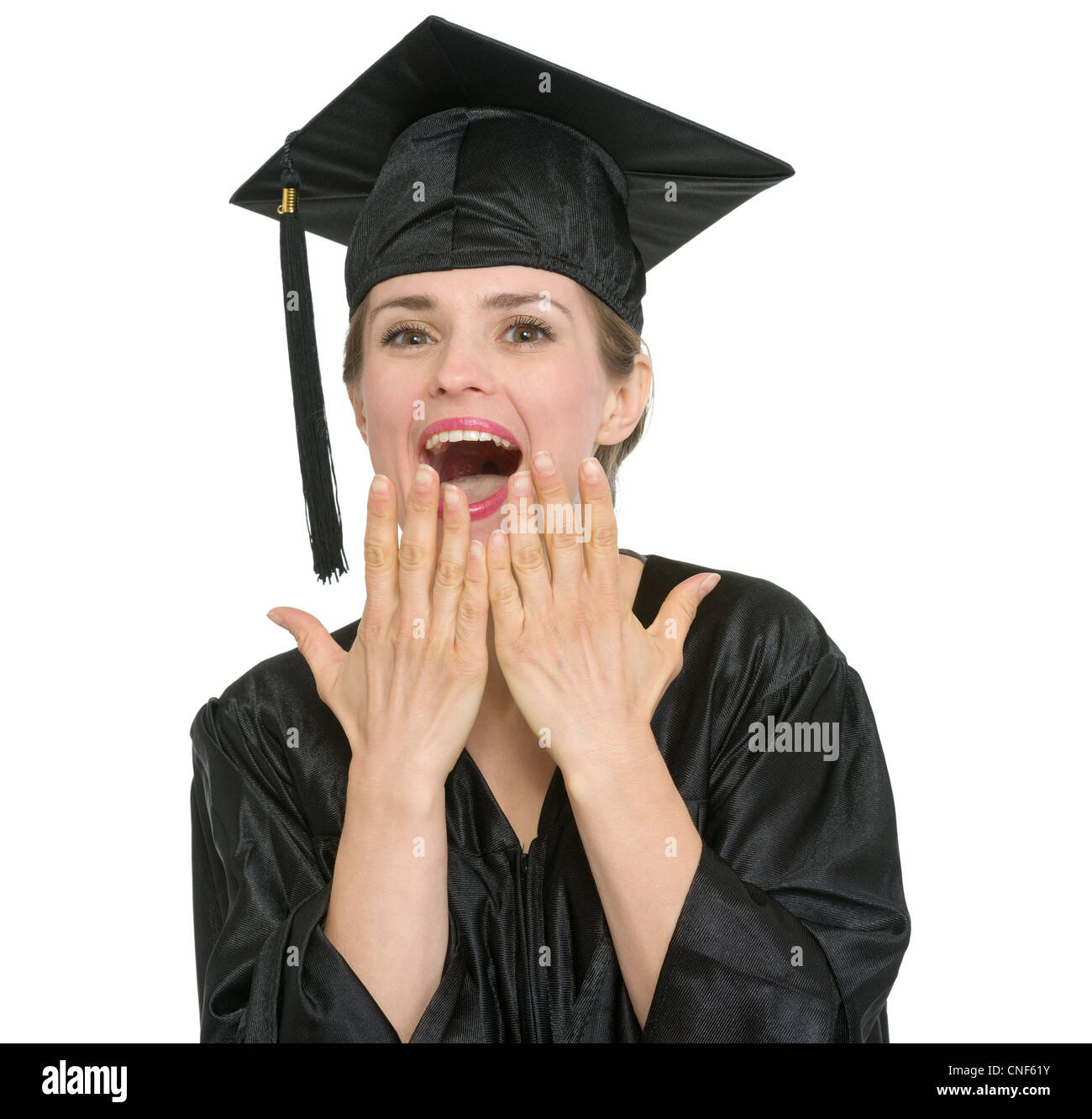 Portrait of happy graduation student woman. HQ photo. Not oversharpened ...