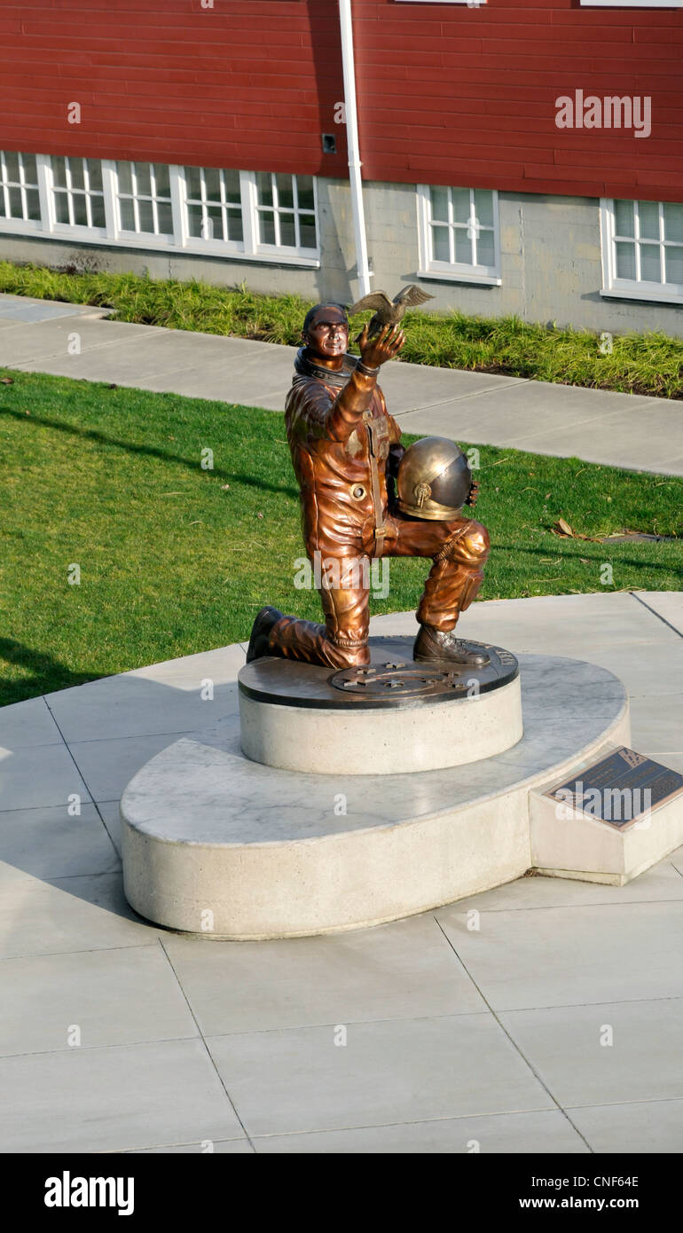 Statue of astronaut outside of The Museum of Flight,front side, Seattle ...