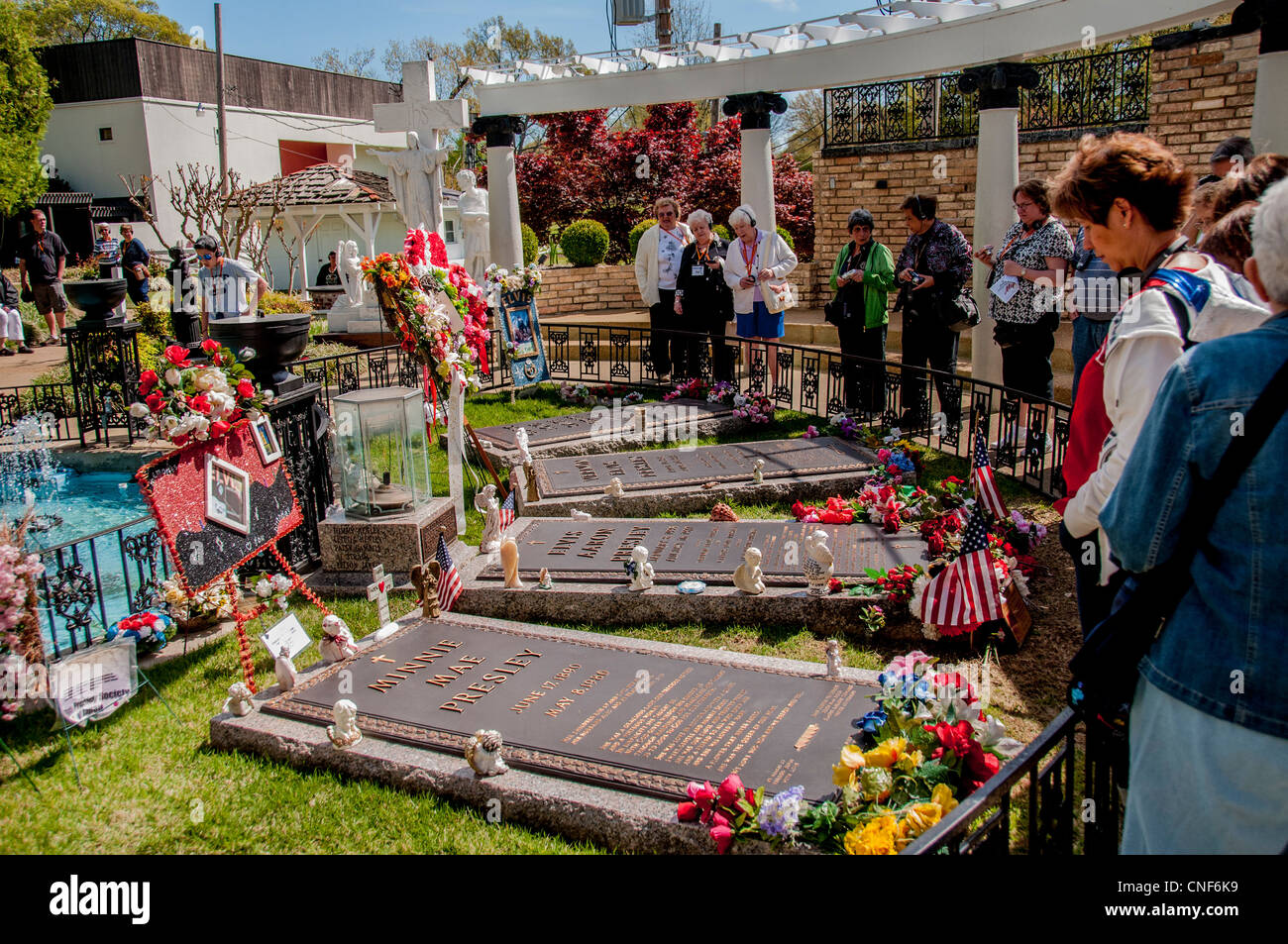 Elvis Presley's home and museum Graceland and the family cemetery with ...