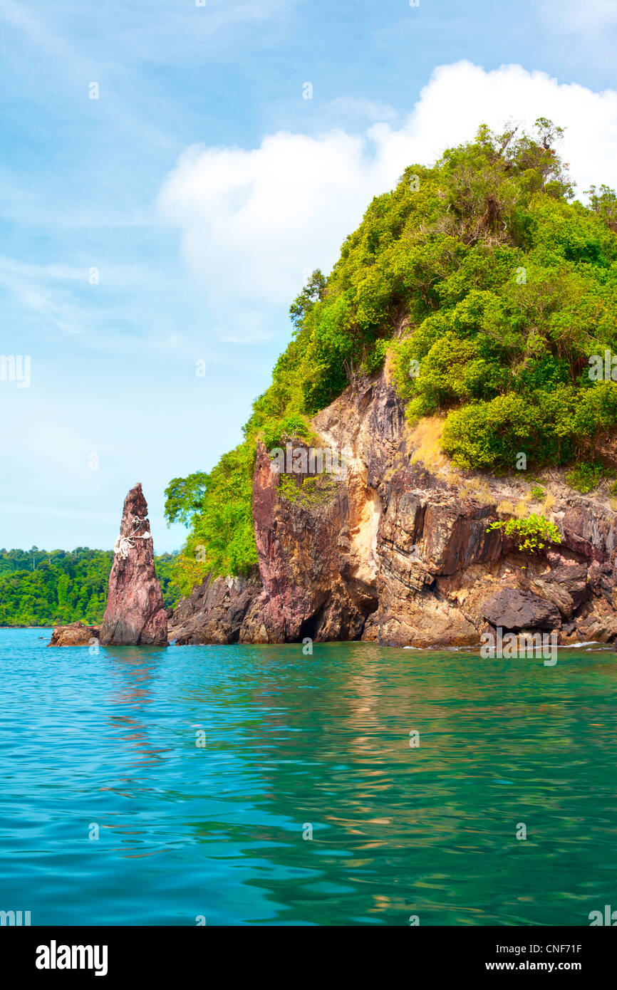 tall cliff with trees at Andaman Sea, Thailand Stock Photo - Alamy