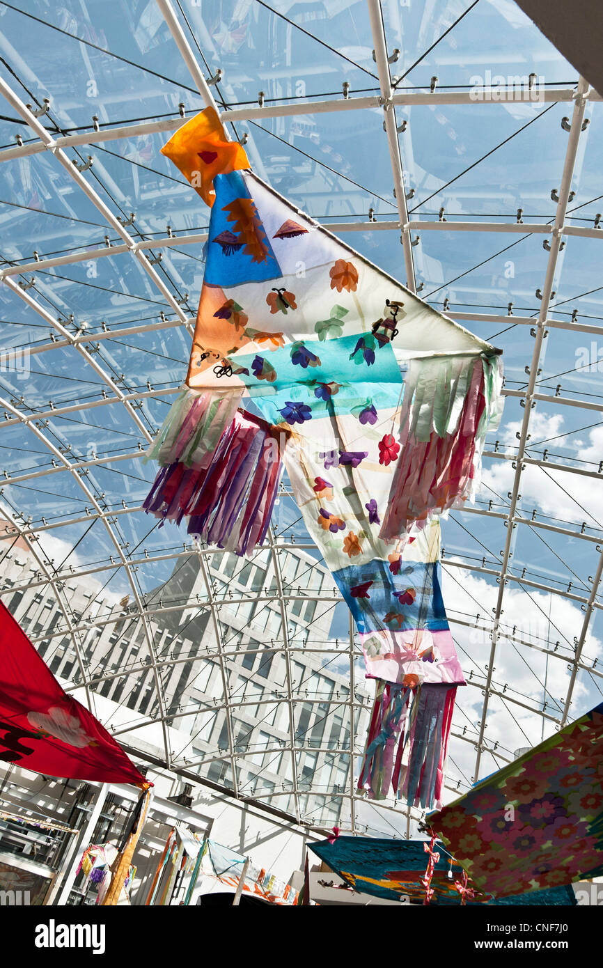 elegant colorful fantasy kite kites display displayed under glass roof ...