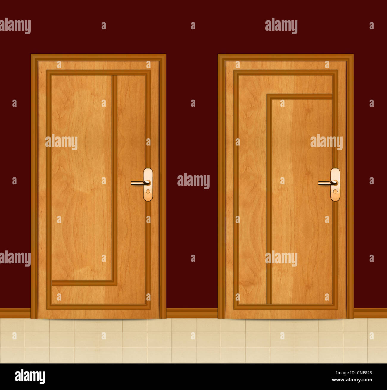 Two apartment wooden doors Stock Photo - Alamy