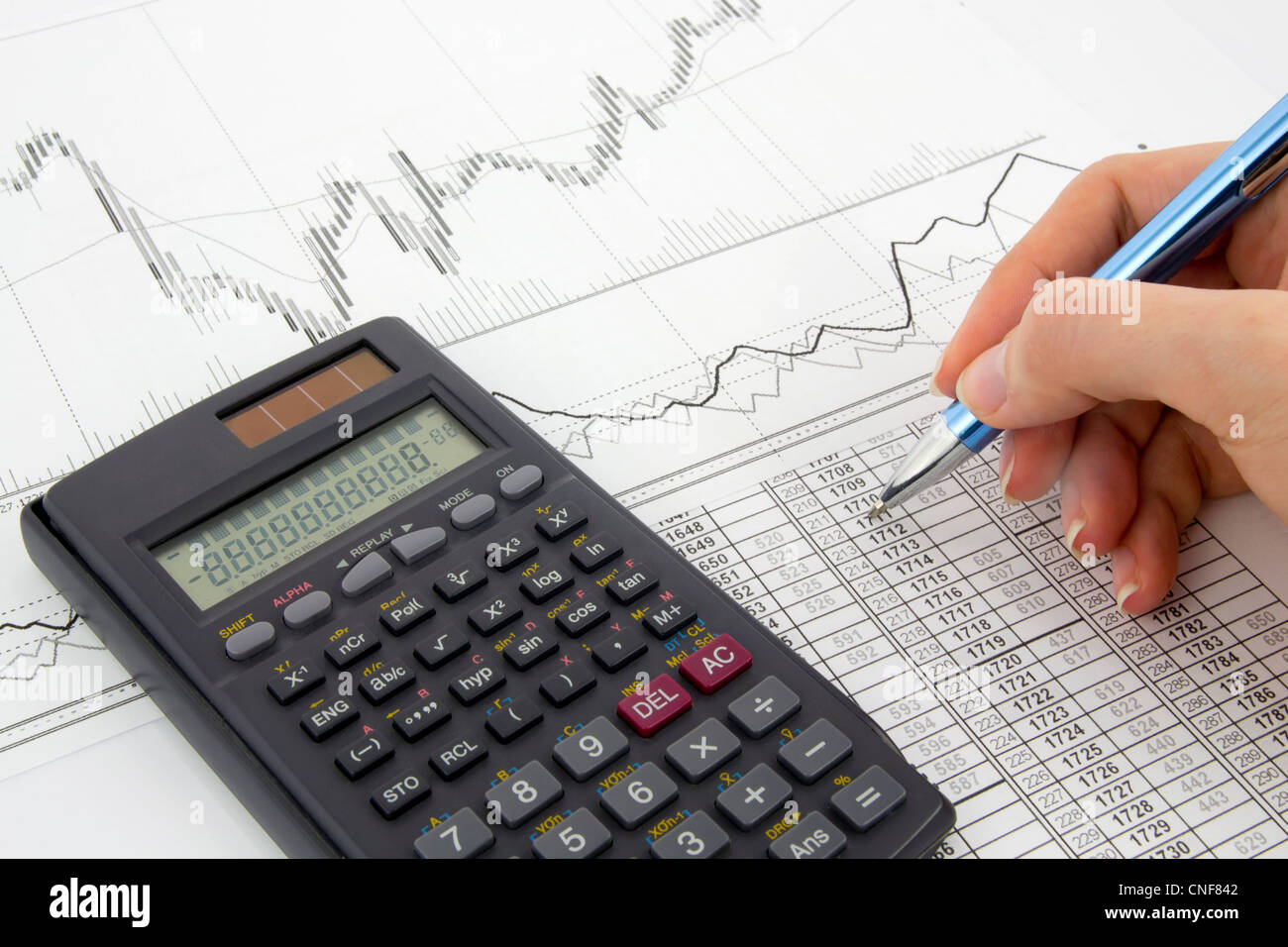 Shares pen calculator hi-res stock photography and images - Alamy