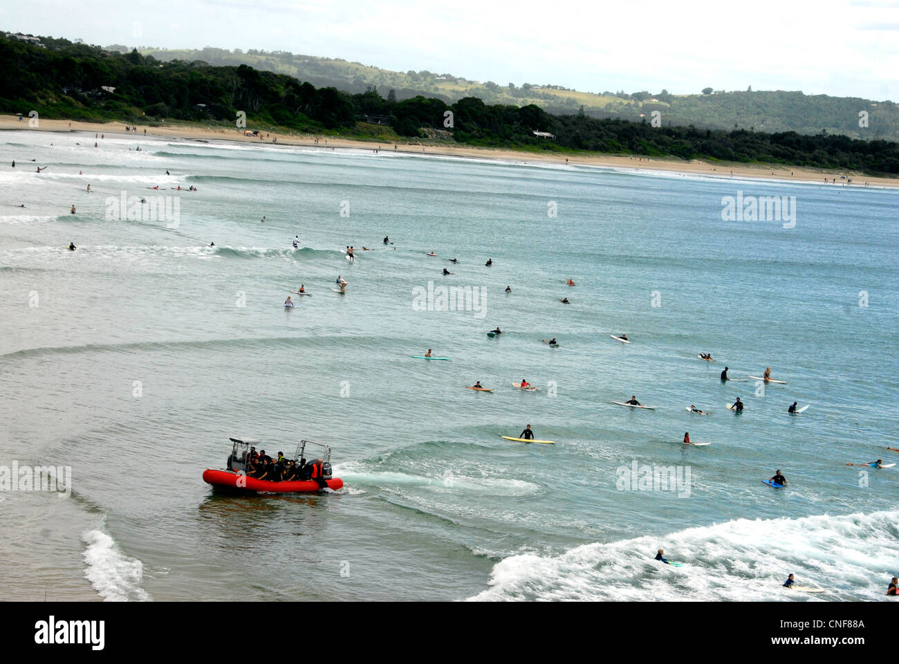 Diving boat returning after dive expedition at Byron Bay, NSW Australia ...