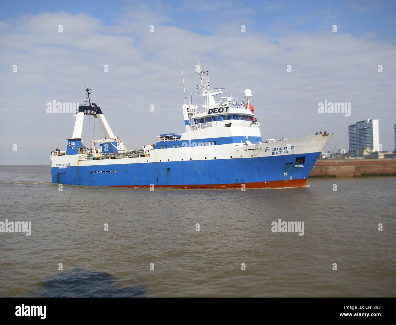 The Atlantic Peace, a trawler, is seen arriving at the port of ...