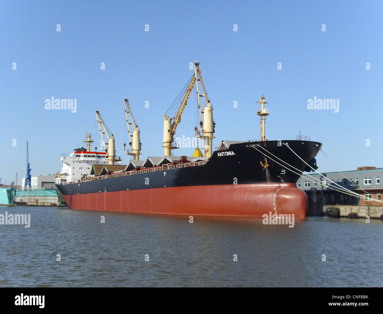 The bulk carrier Antonia is moored at MWB (Mercedes Werft Bremen) in ...