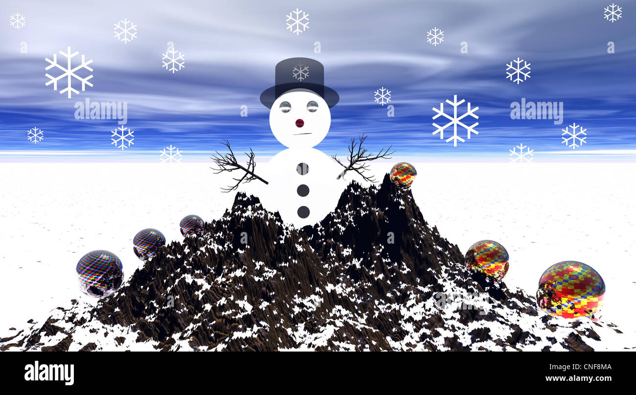 snow man and six balls Stock Photo - Alamy