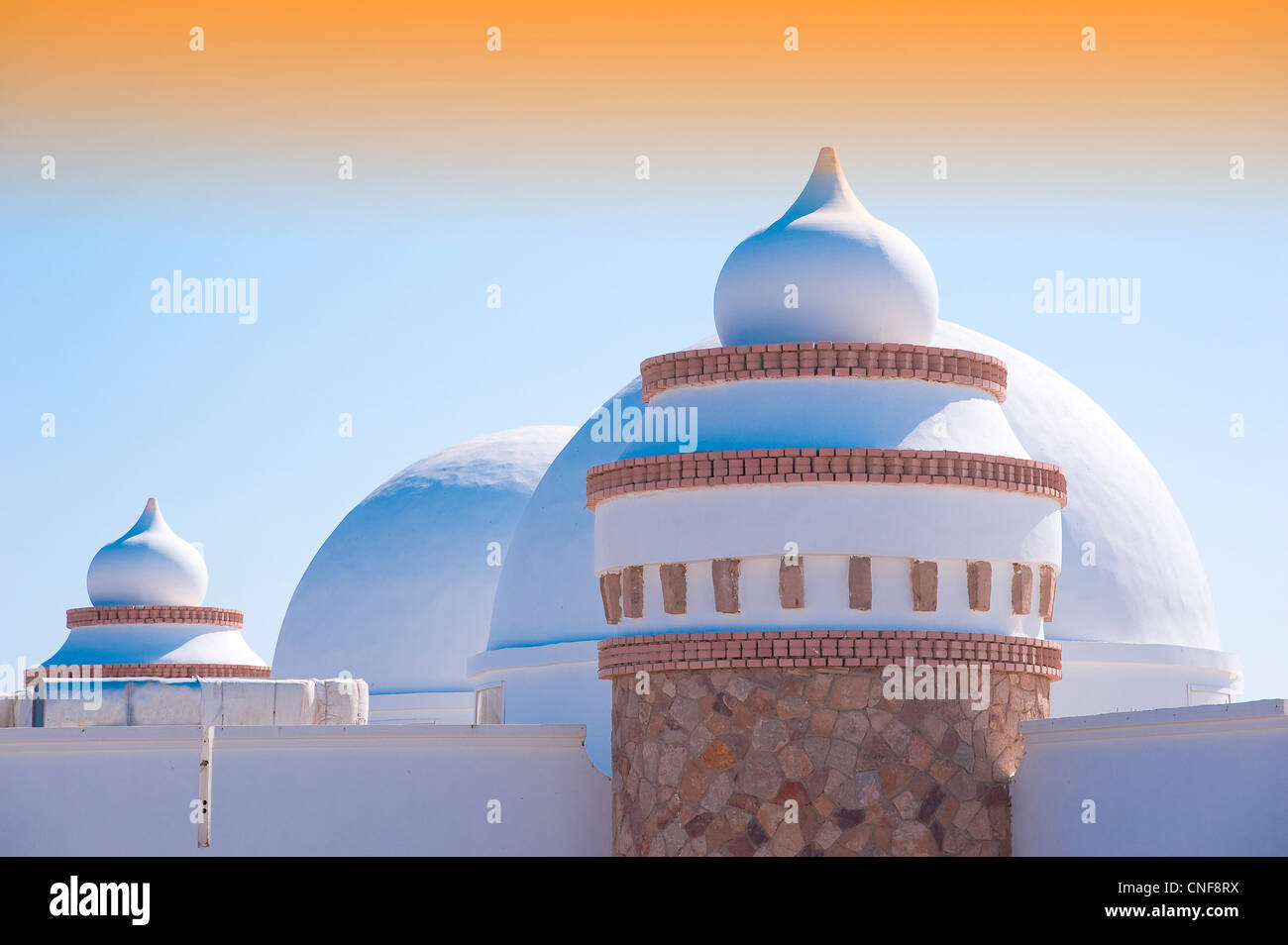 Architecture exotic building middle east on blue sky desert region ...