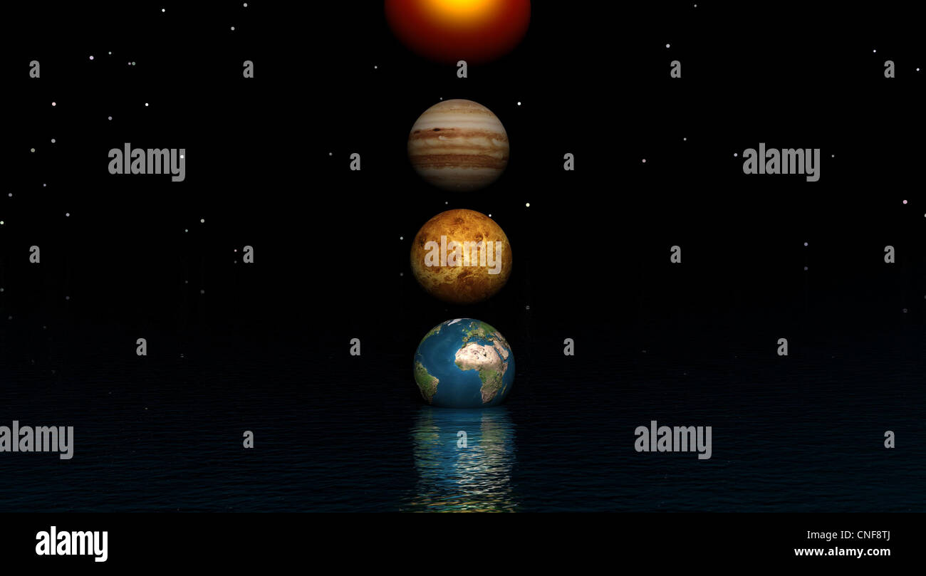 sun and three planets Stock Photo - Alamy