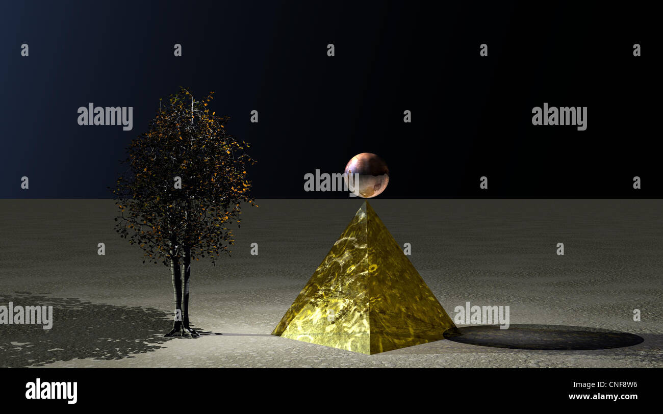 landscape pyramid and tree Stock Photo - Alamy