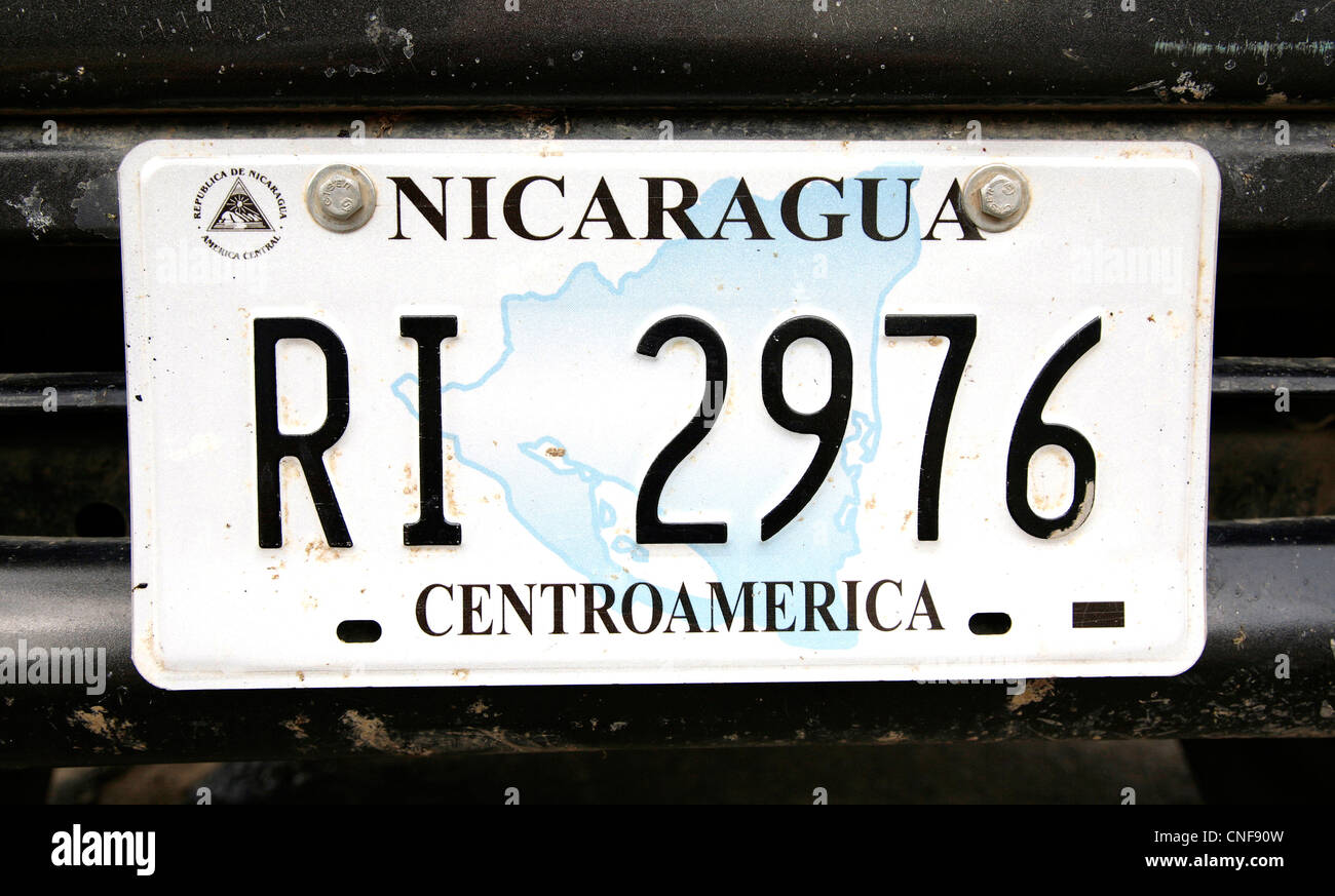 nicaragua, car, regestration, plate, centro, america, central, latin ...
