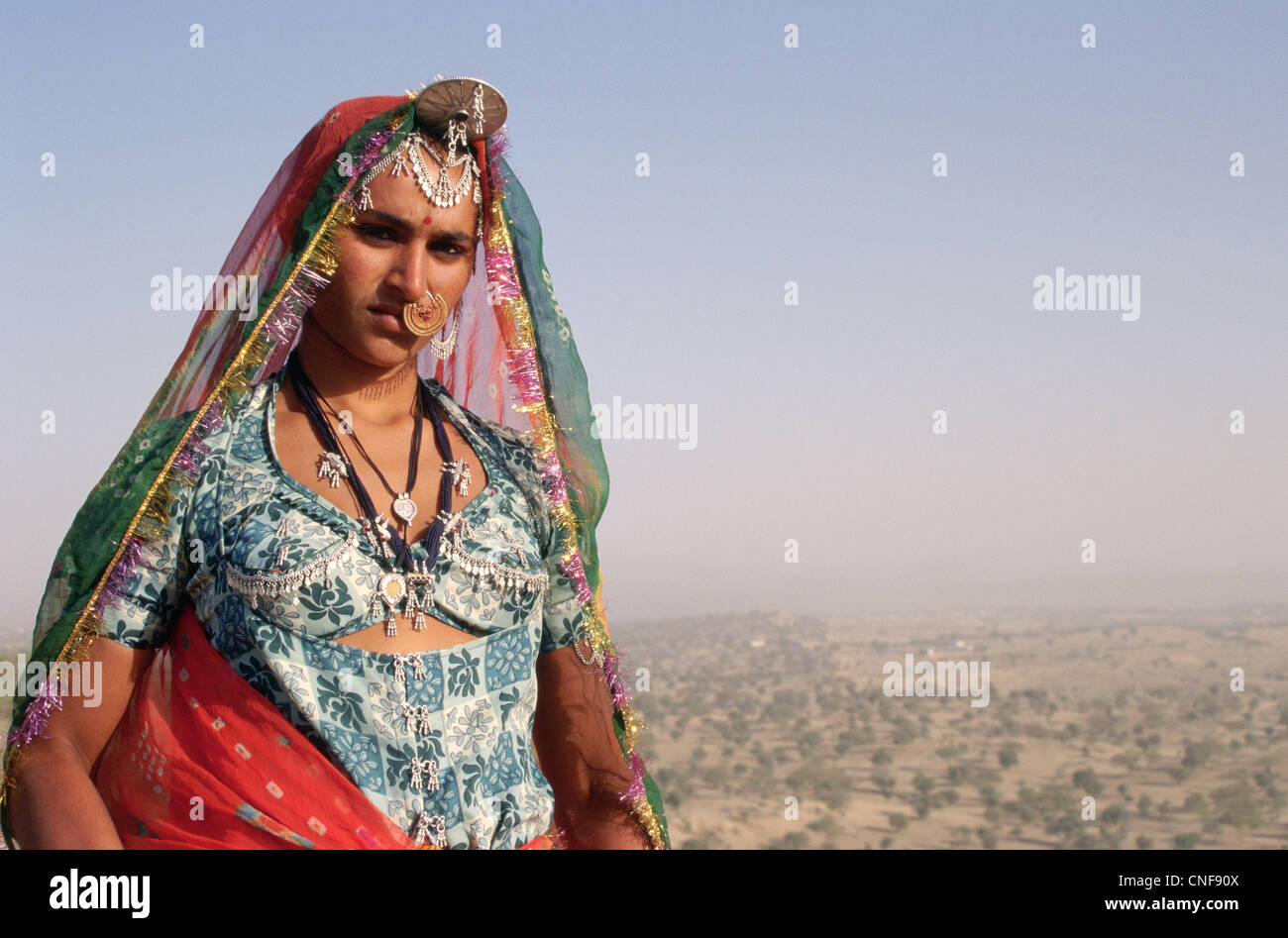 Hindu woman traditionally dressed. She belongs to the Bishnoï caste. In ...