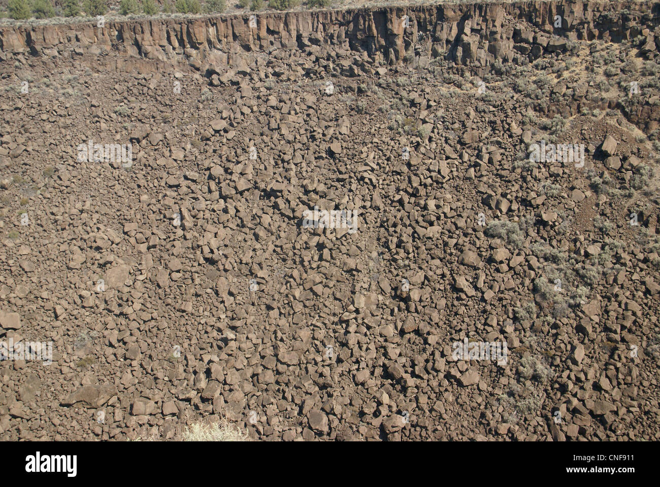 Background - basalt cliffs and talus from ancient lava flow, Crooked ...