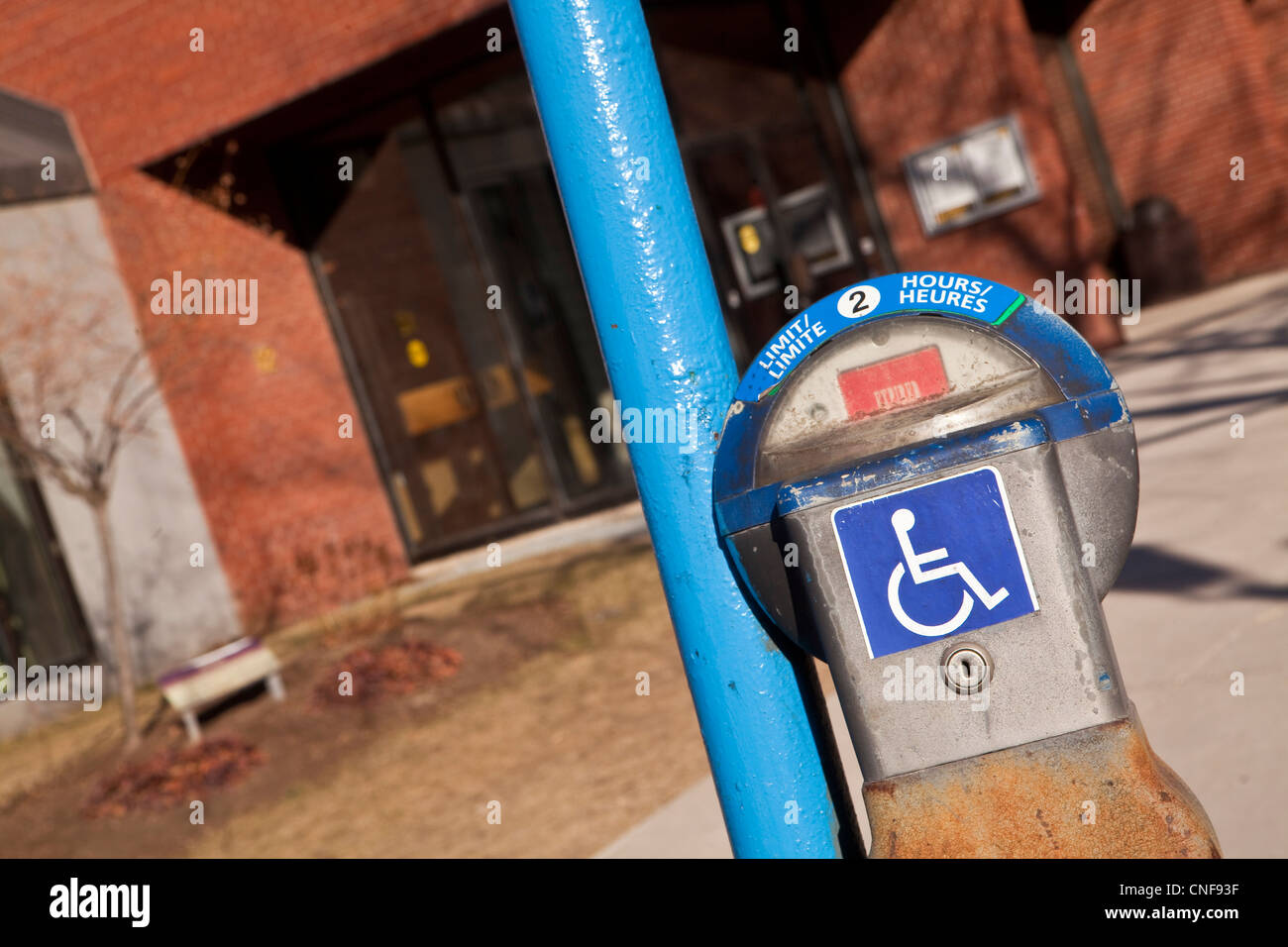 A parking meter reserved for handicapped is pictured in Fredericton ...