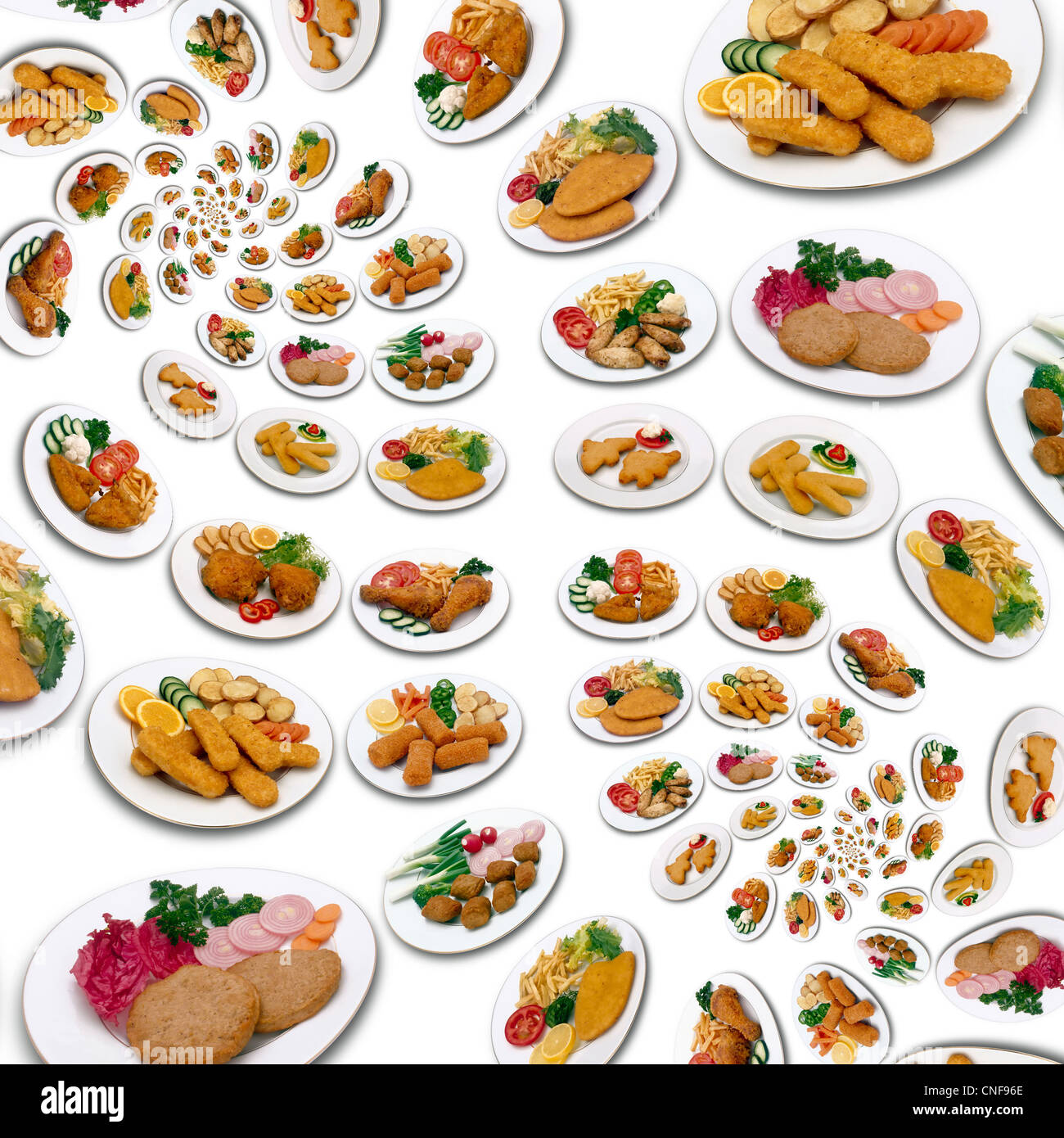 Abundance of chicken meal swirl pattern Stock Photo - Alamy