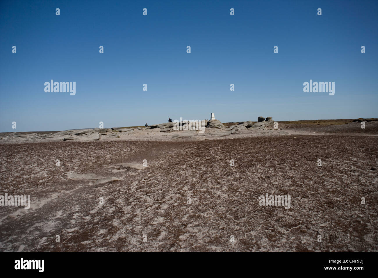 Trig point on Kinder Low on Kinder Scout in the Peak District in ...
