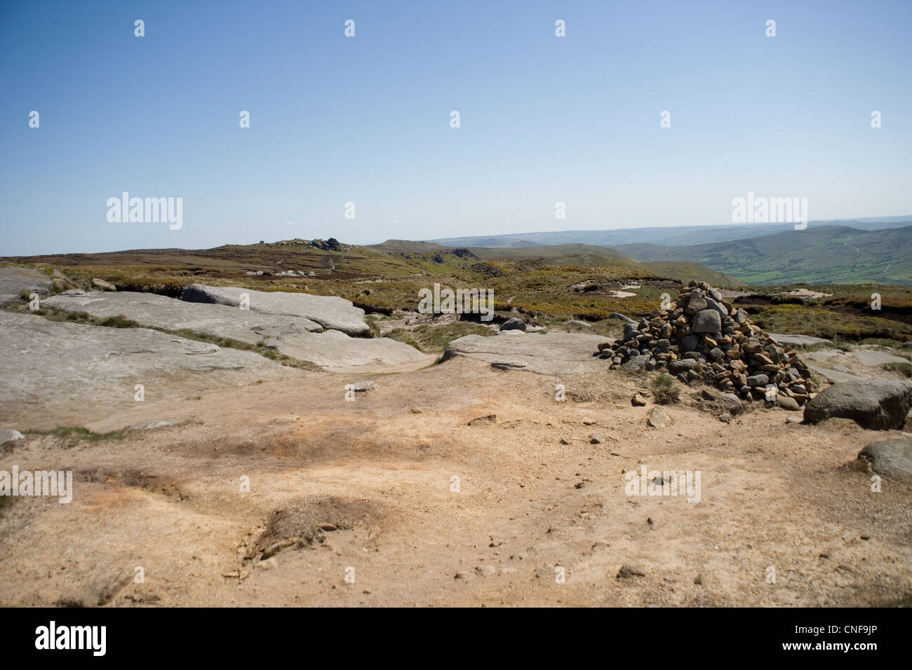 Looking towards the south from Kinder Low on Kinder Scout in the Peak ...