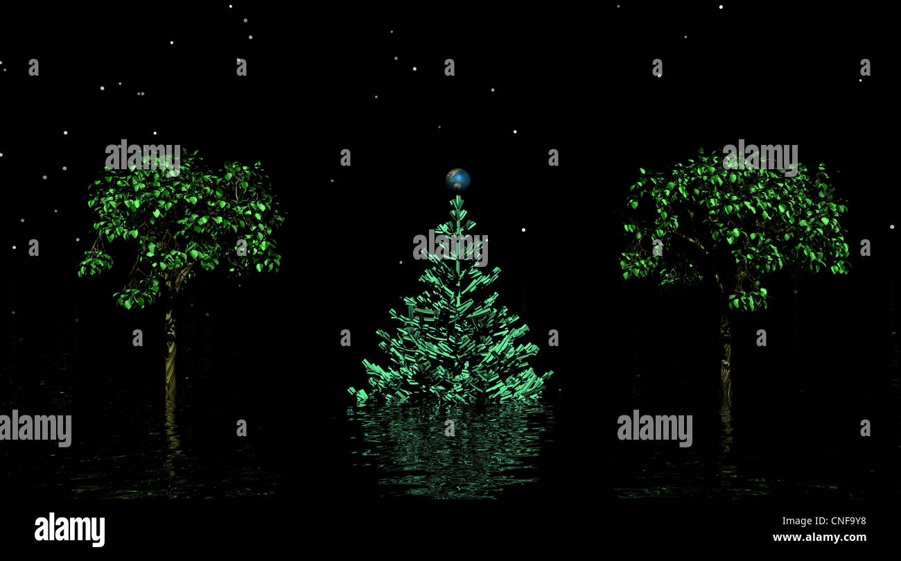 three trees and ball world Stock Photo - Alamy