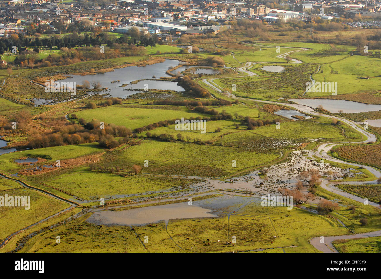 An aerial view near the Doxey Marshes area of Stafford Stock Photo - Alamy