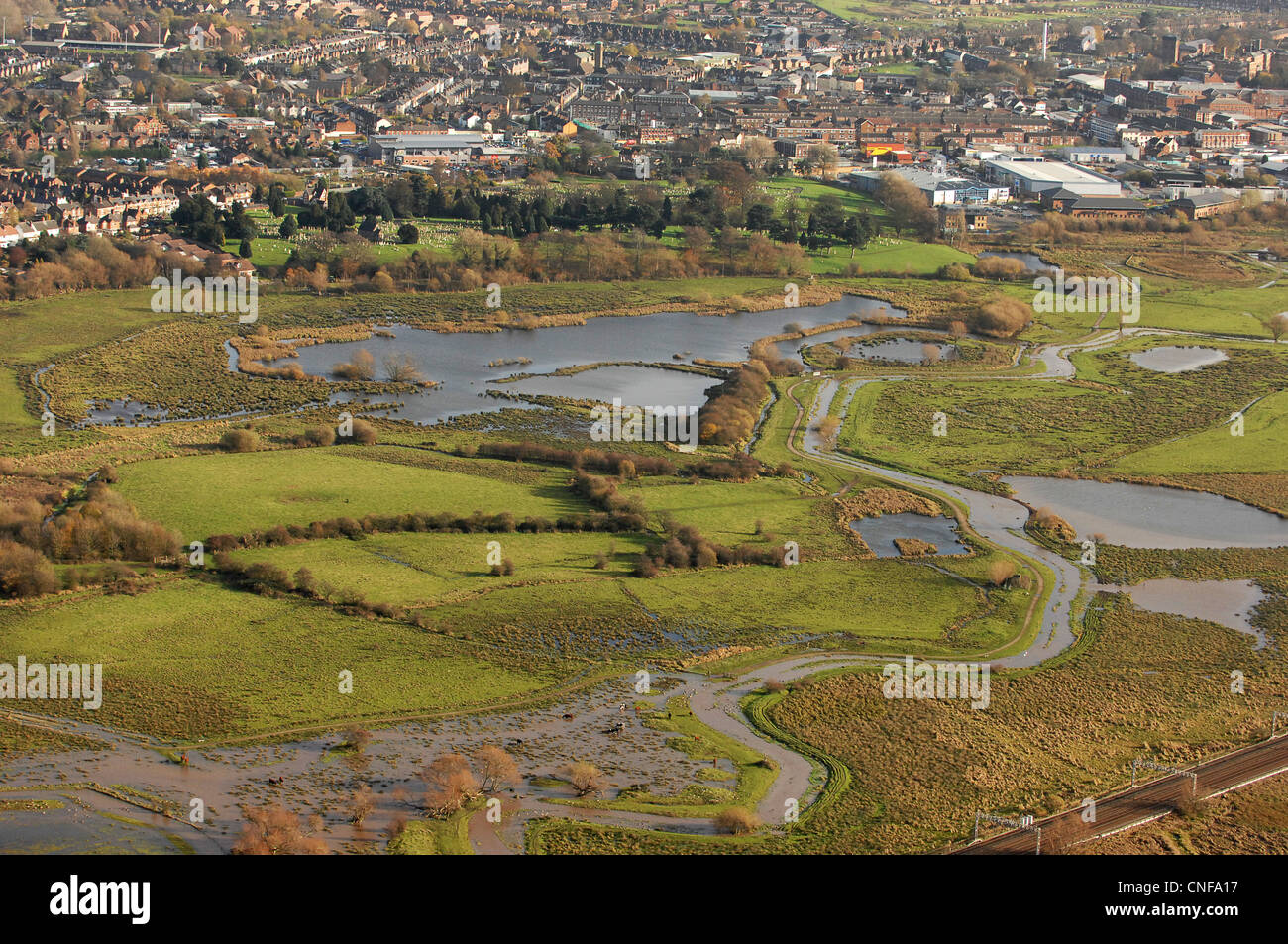 An aerial view near the Doxey Marshes area of Stafford Stock Photo - Alamy