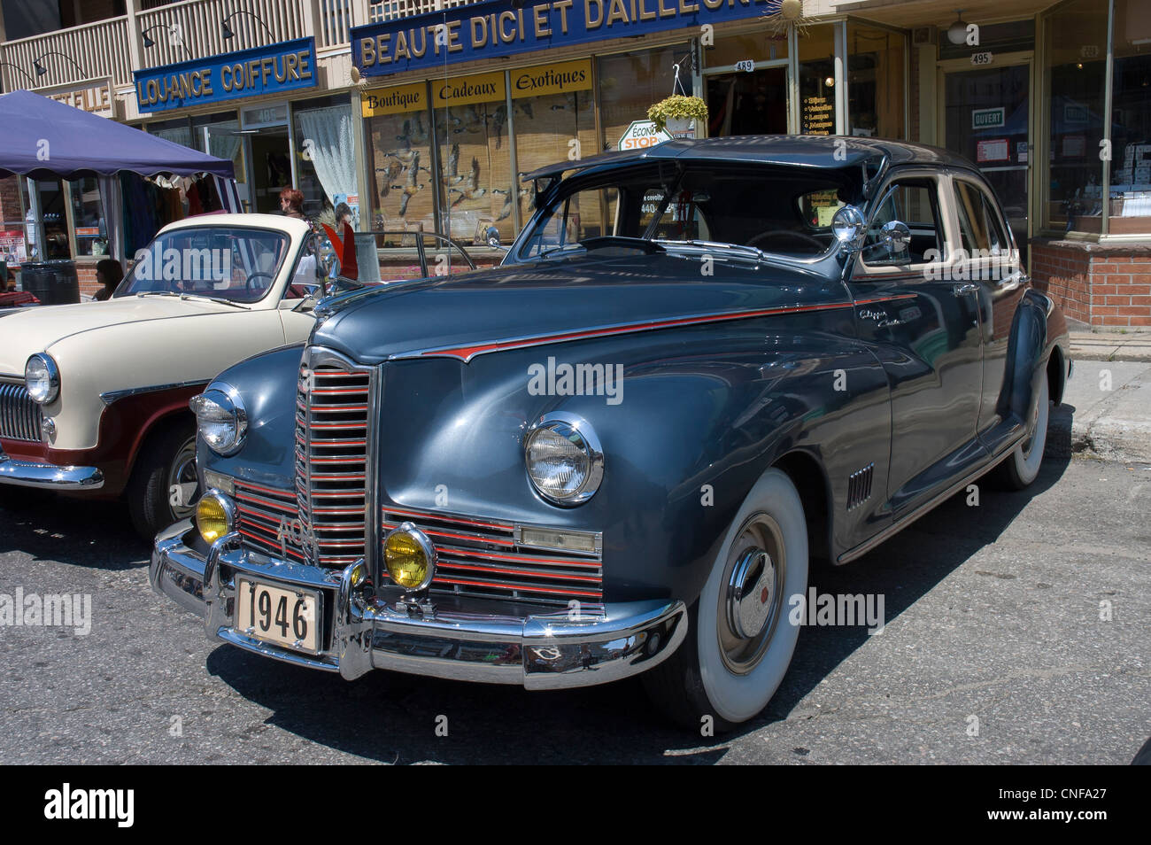old 1946 American car shined and polished as new in display at a ...