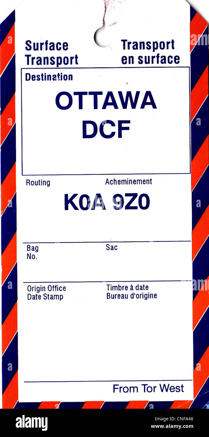 Canada Post tags and labels are used for identifying various types of ...