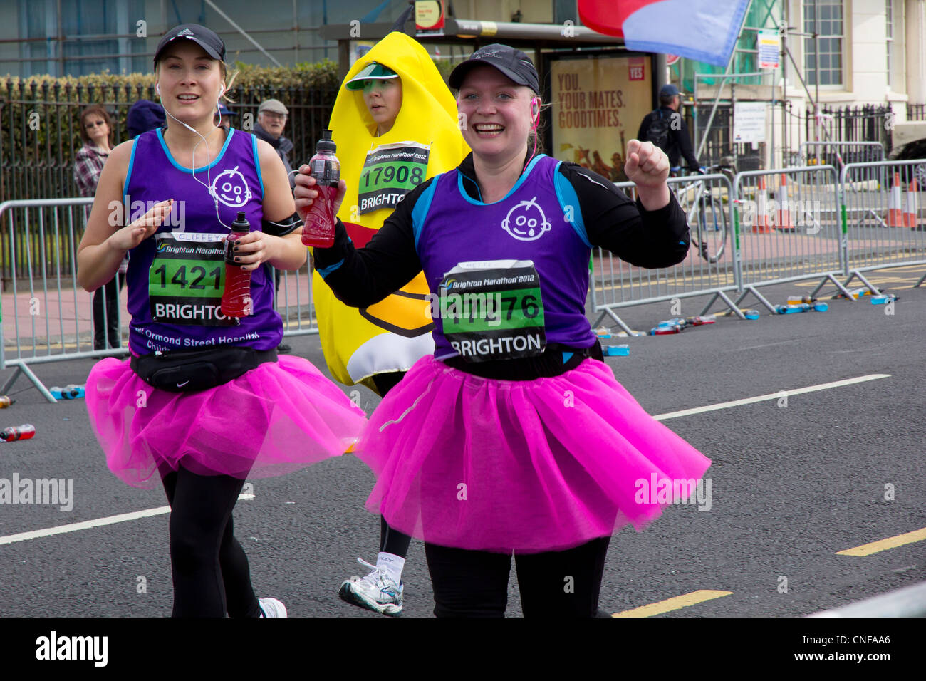 Female runners in costume - Brighton Marathon 2012 Stock Photo - Alamy