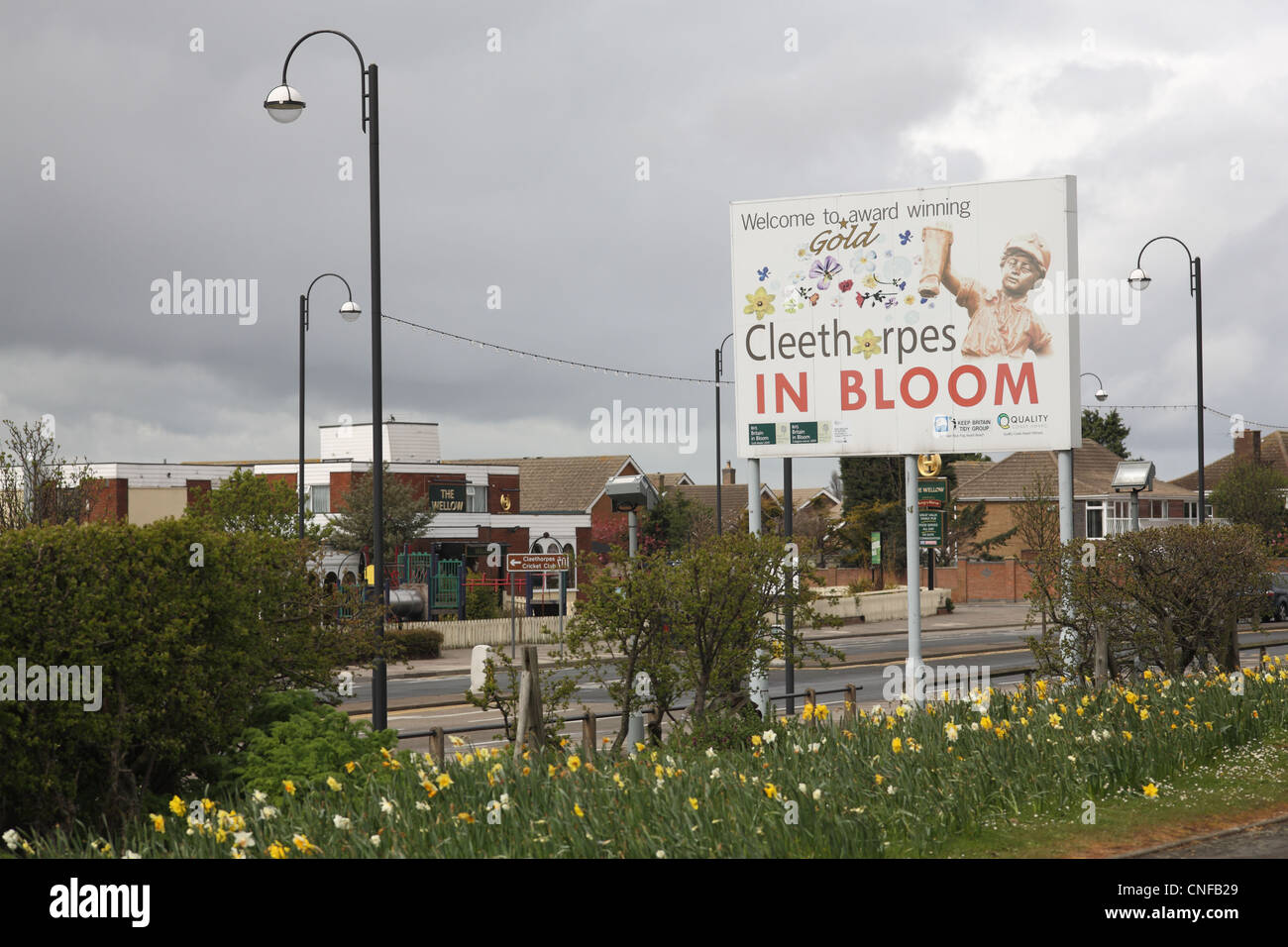 Cleethorpes in bloom sign Stock Photo - Alamy
