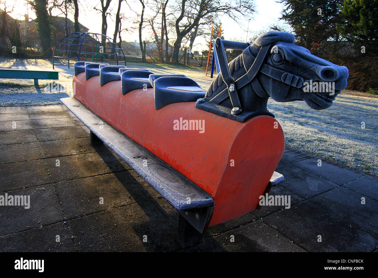 Playground horse rocking hi-res stock photography and images - Alamy