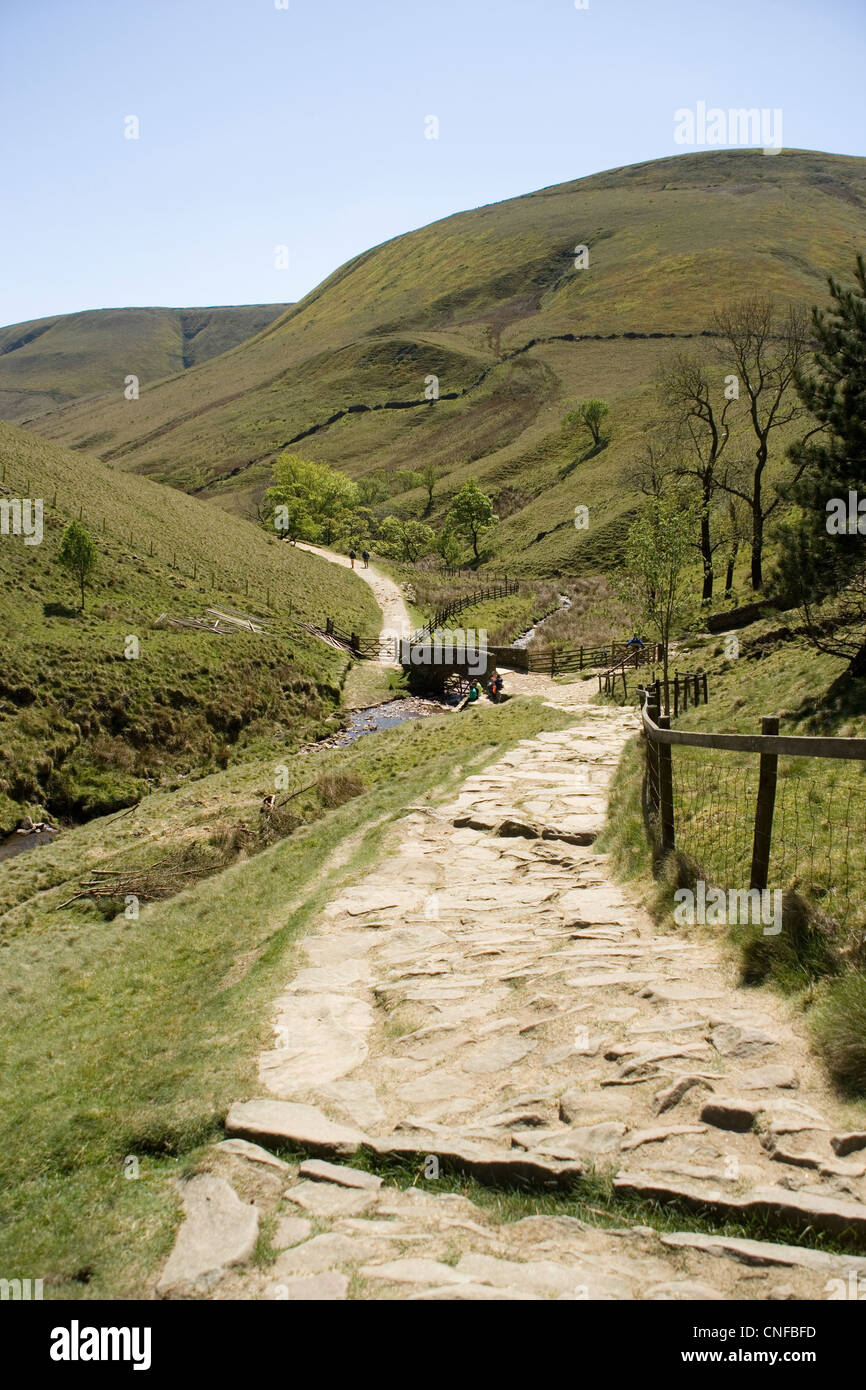 Looking down Jacobs Ladder from the Pennine Way on the edge of Kinder ...