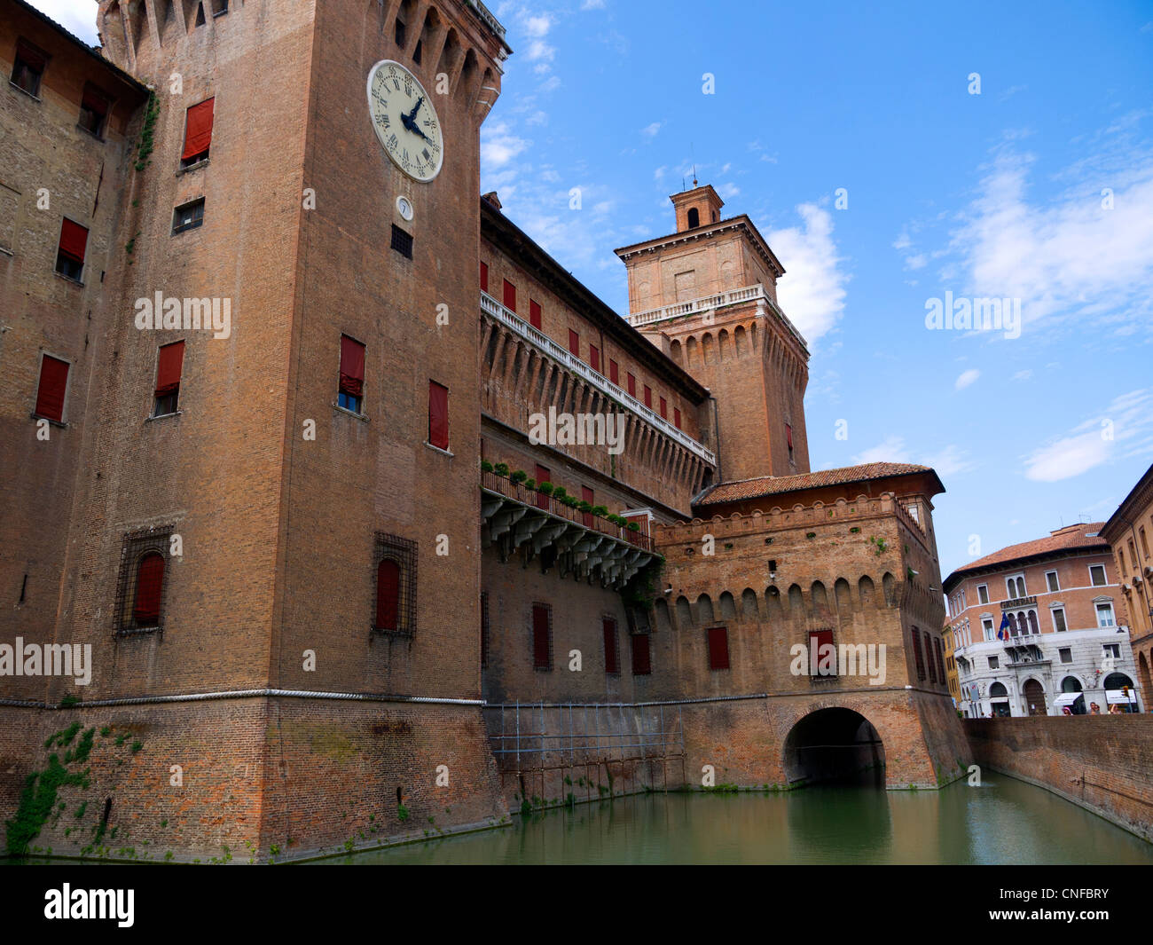 The Castello Estense in the beautiful city of Ferrara in the province ...