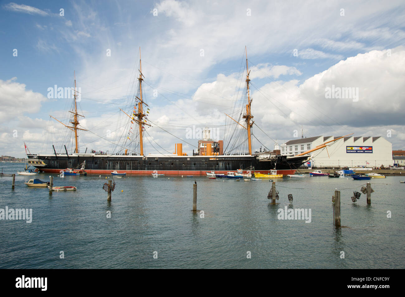 HMS Warrior in Portsmouth Harbour Stock Photo - Alamy