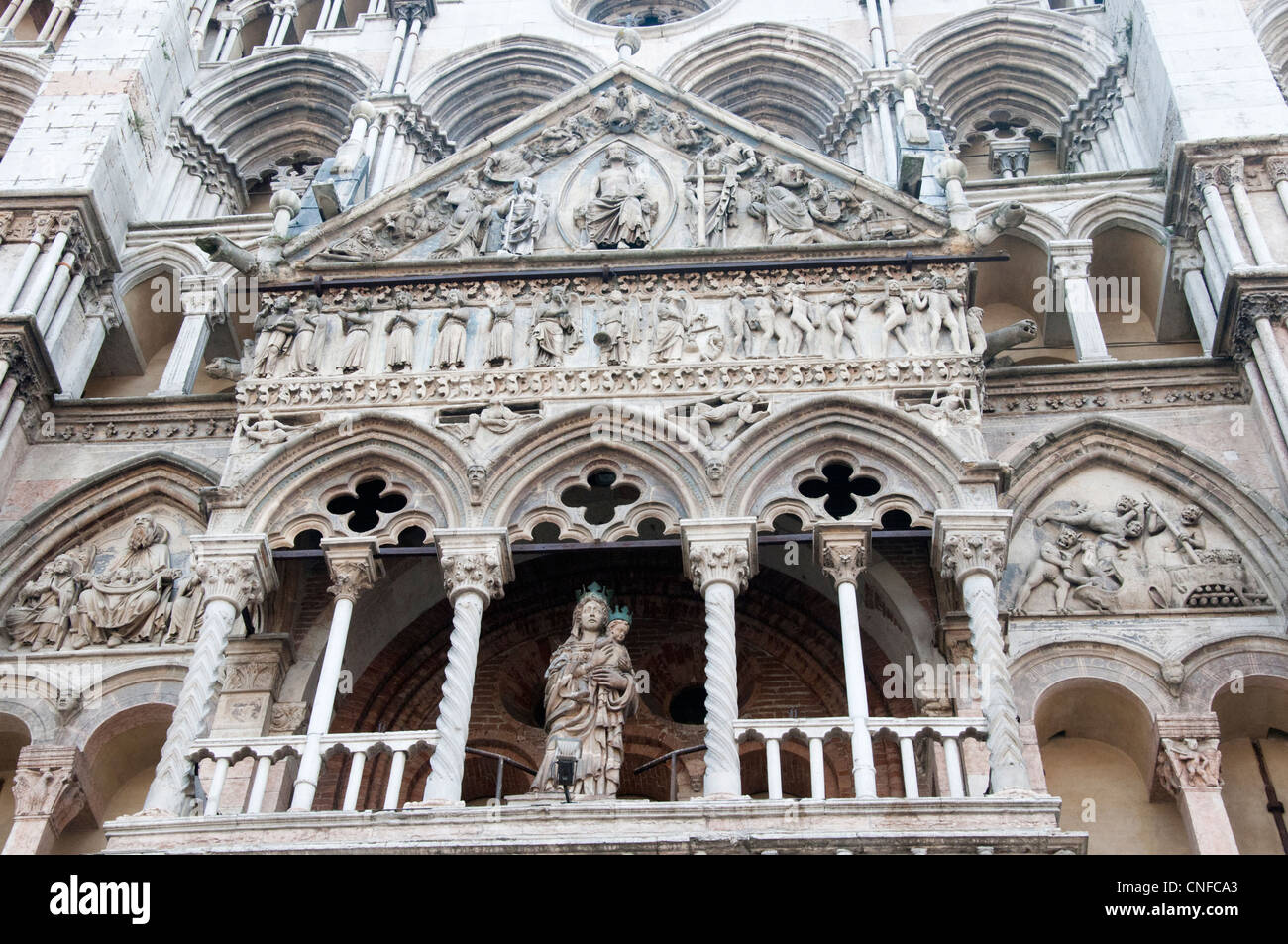 The Facade of the Duomo in the beautiful city of Ferrara in the ...