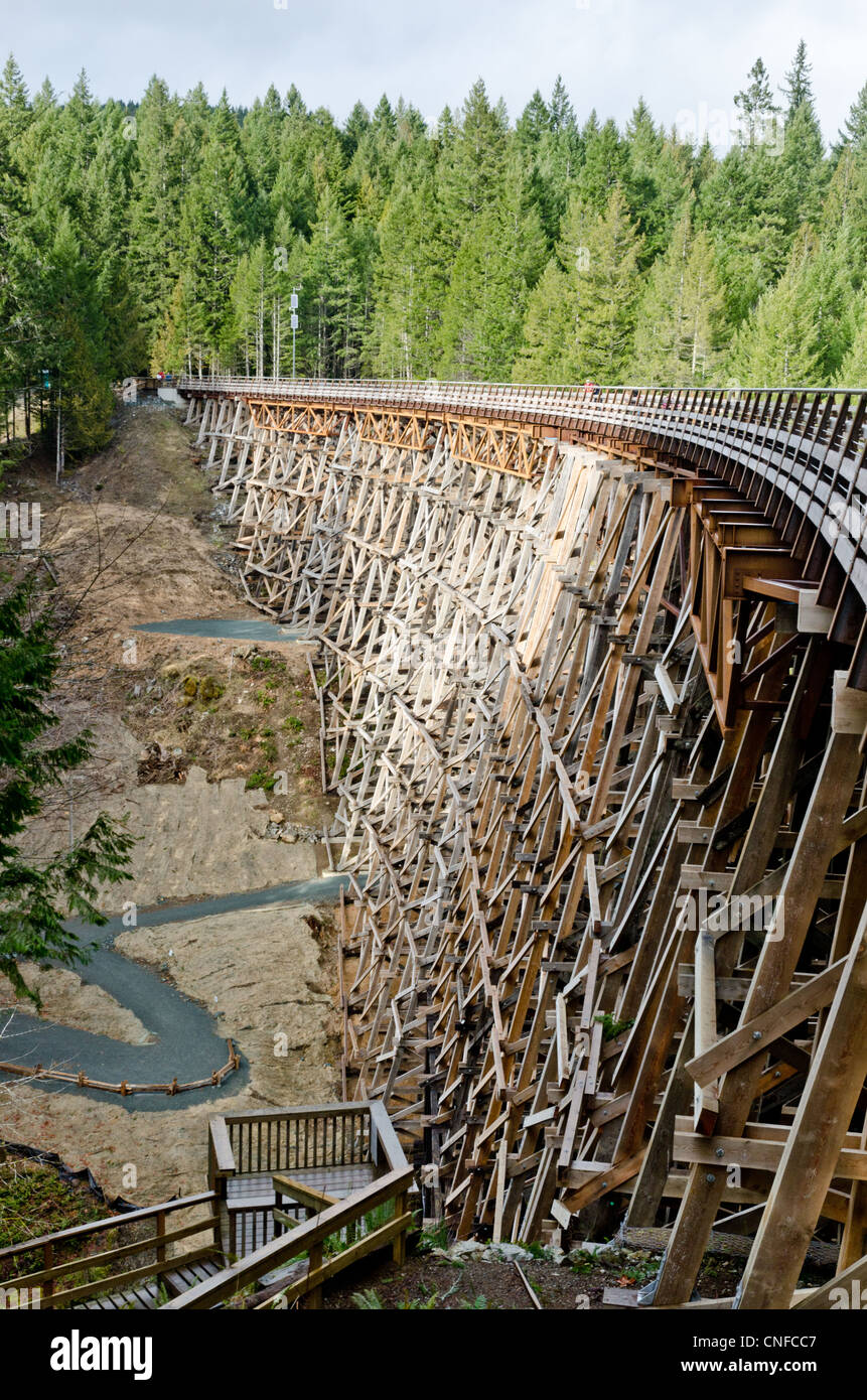 Kinsol Trestle wooden railroad bridge, Vancouver Island, Canada, on the ...