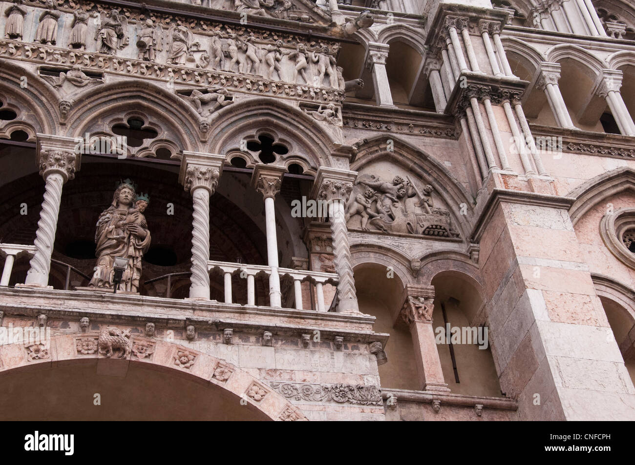 The Facade of the Duomo in the beautiful city of Ferrara in the ...