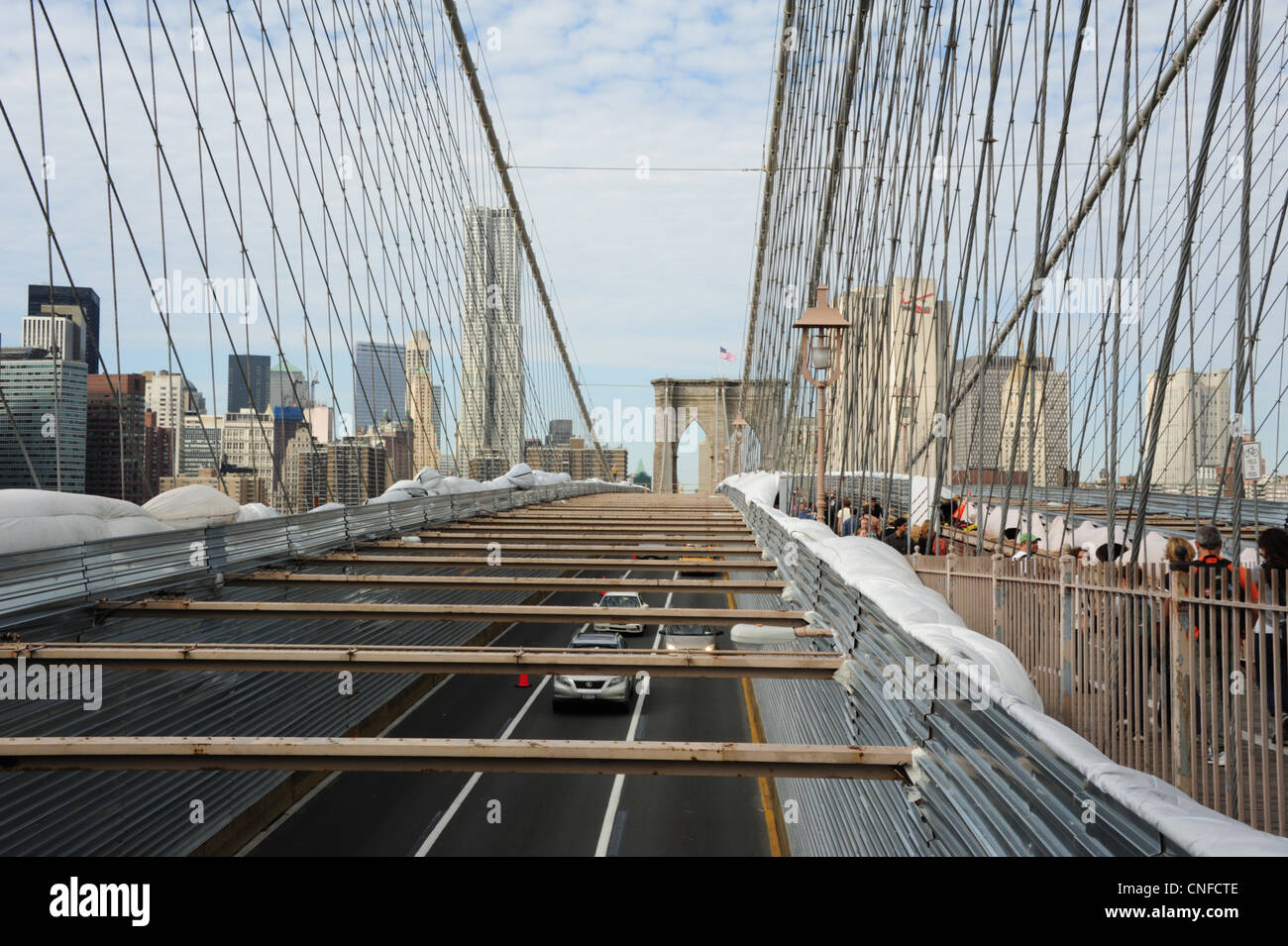 Bridge 1 brooklyn bridge roadway centre background view hi-res stock ...