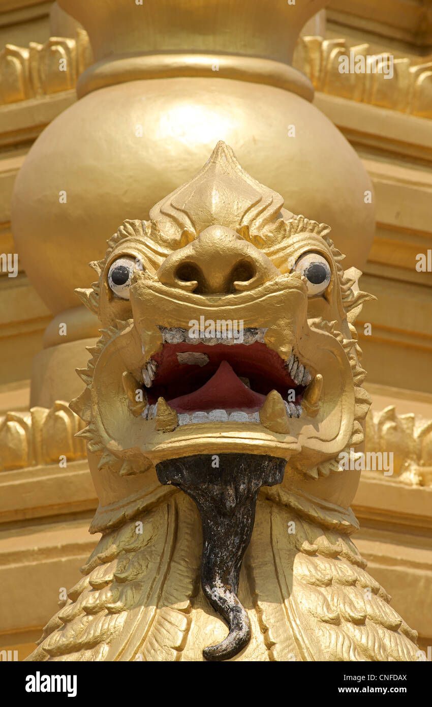Mythical creature guarding Kuthodaw Pagoda, Mandalay, Burma. Myanmar ...