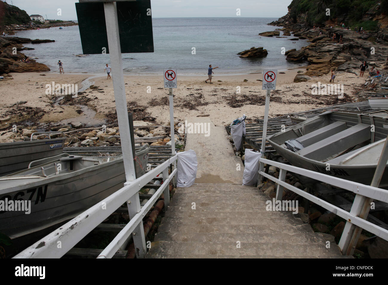 Boats on the coastal path from Bondi beach to Bronte and Congee, Sydney ...