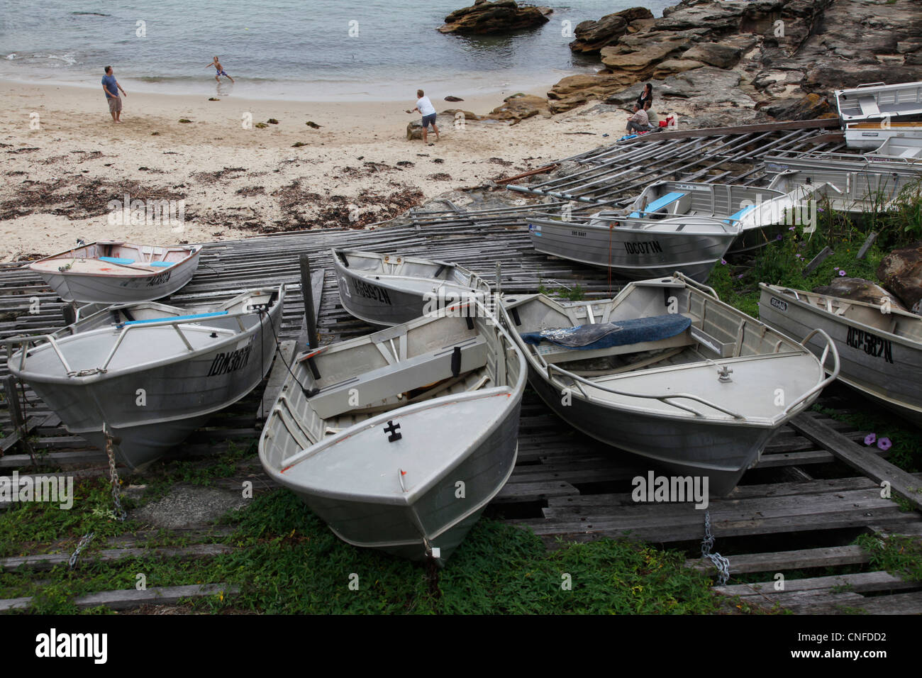 Boats on the coastal path from Bondi beach to Bronte and Congee, Sydney ...