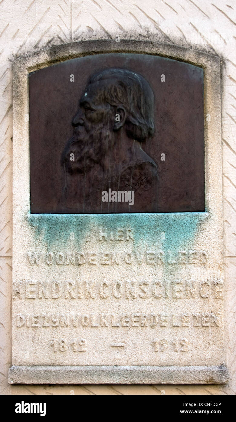 The memorial table of Hendrik Conscience, a notable Belgian writer, is ...
