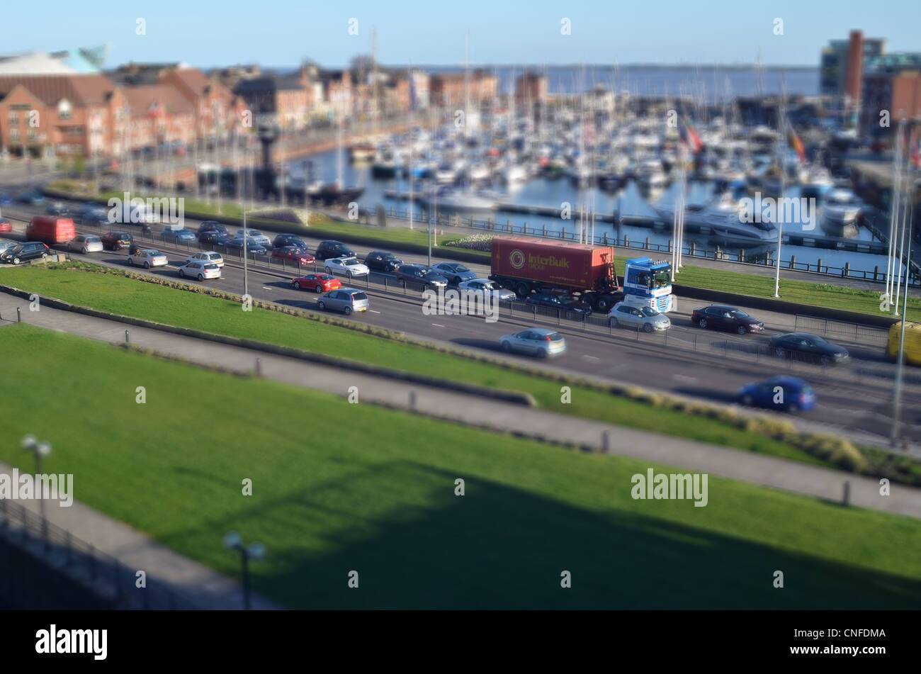 Traffic (Model effects) near Hull Marina, UK Stock Photo - Alamy