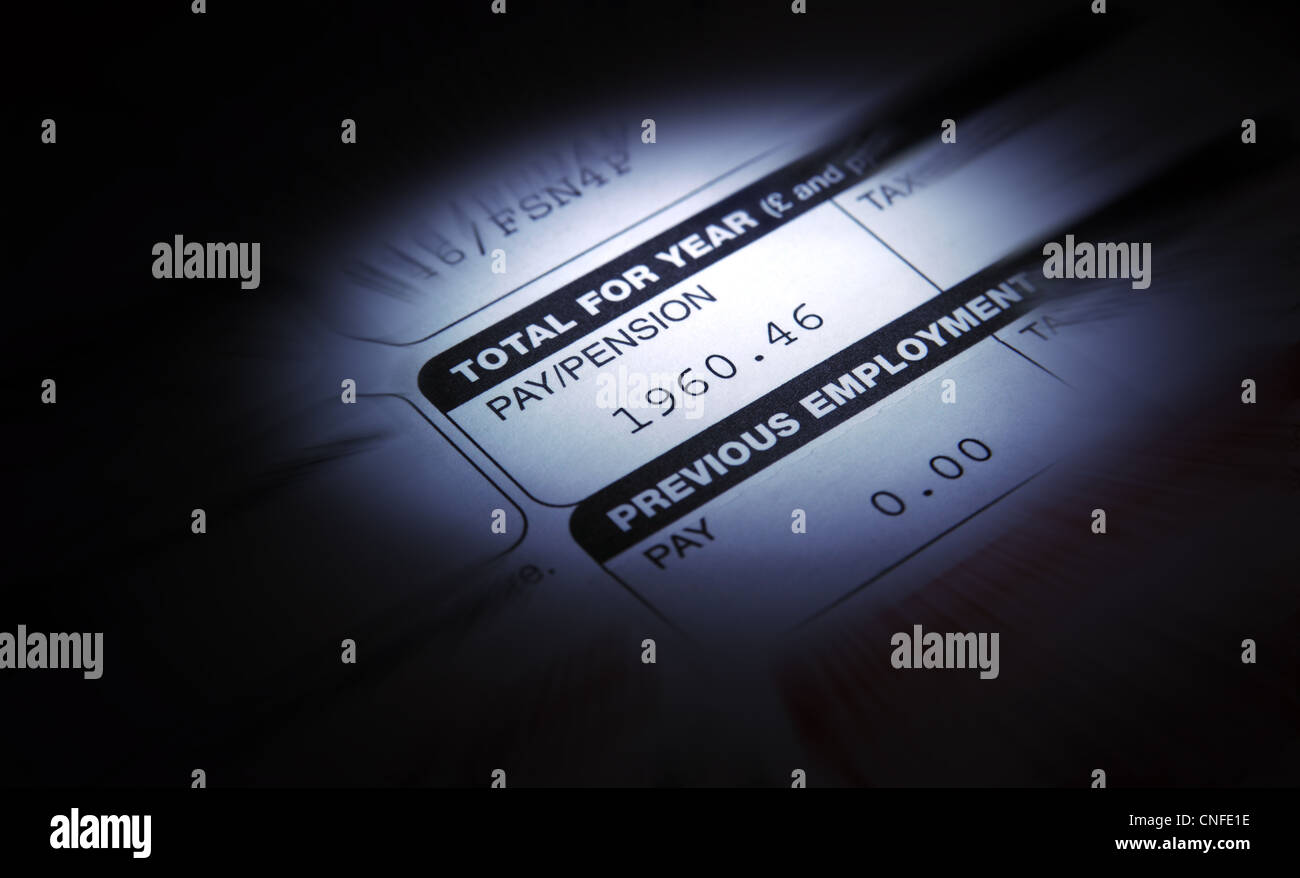 BRITISH COMPANY PENSION SCHEME PAYMENT SLIP SHOWING INCOME AMOUNT RE ...