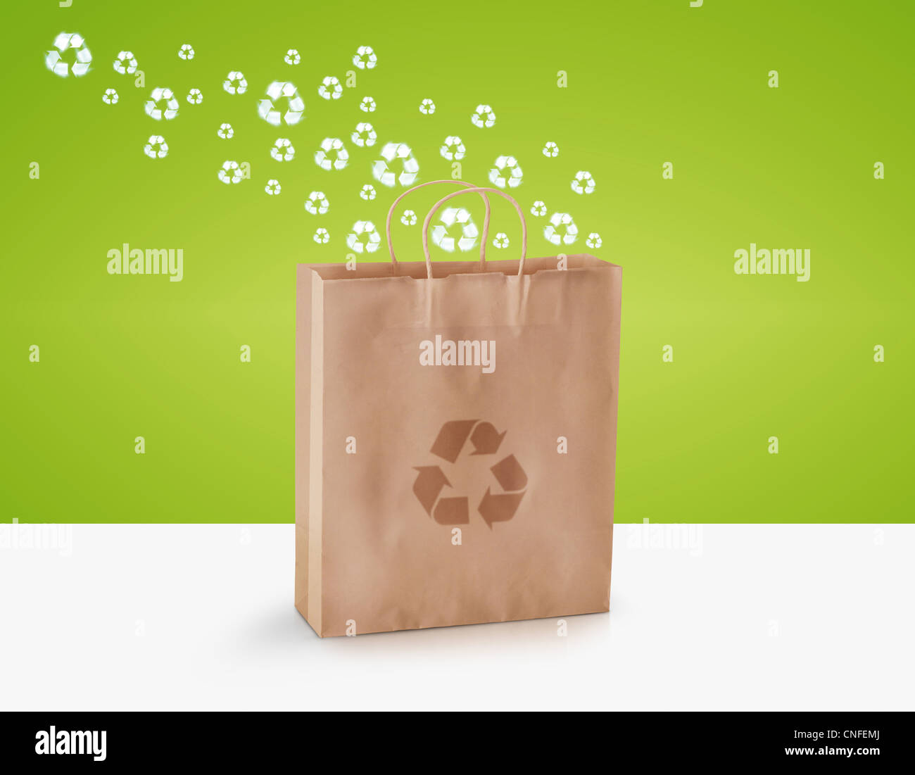 paper bag with recycle signs, Ecological awareness concept Stock Photo ...