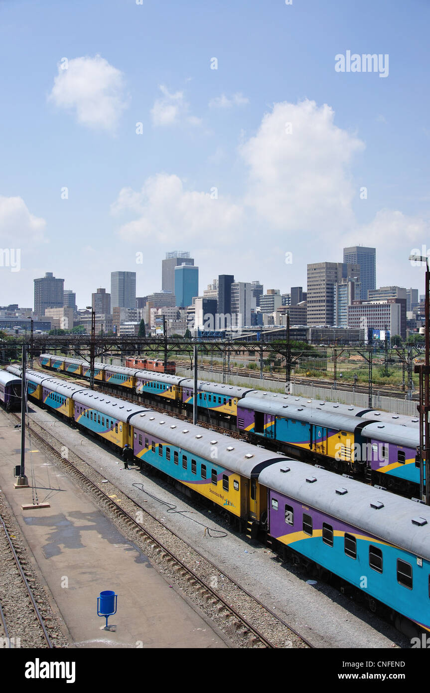 Shosholoza Meyl train carriages & city downtown from The Nelson Mandela ...