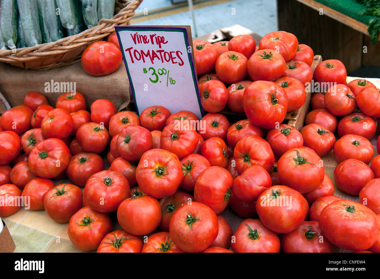 organic vine ripe tomatoes for sale at the Santa Barbara, California ...