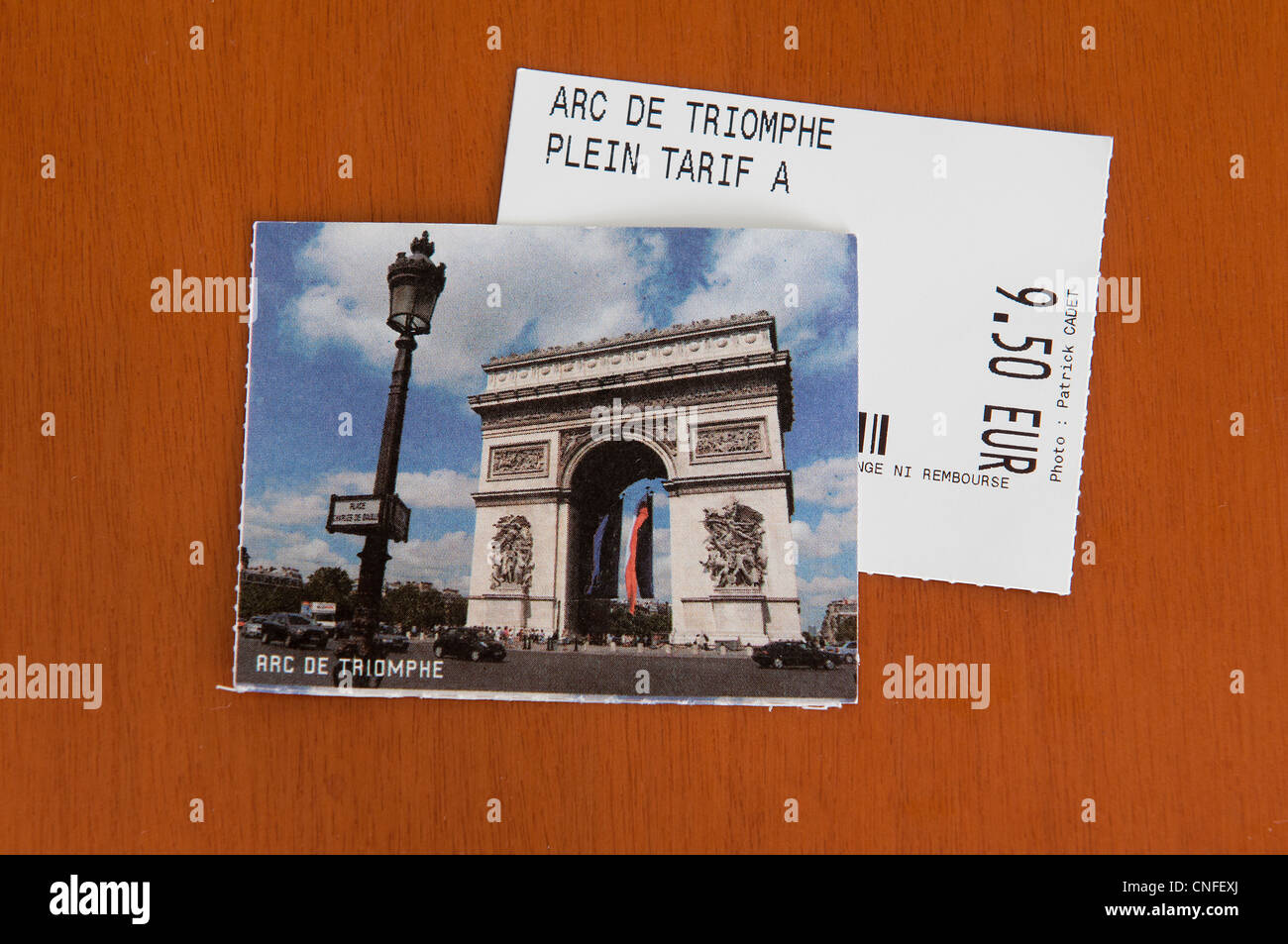 thee ticket for the entrance in the arc de triomphe in Paris Stock Photo - Alamy